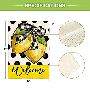 AVOIN colorlife Polka Dot Welcome Lemon Summer Garden Flag 12 x 18 Inch Double Sided Outside Yard Outdoor Decoration