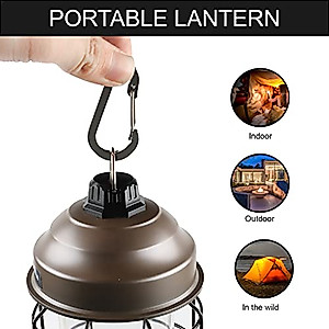 SALLBRIS Vintage LED Camping Lantern Rechargeable , Hanging Artistic Retro Outdoor Lights,for Yard Patio Terrace Lawn Emergency Lighting (Stainless Steel)