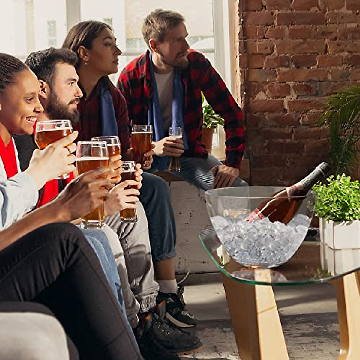 Ice Buckets for Parties - Ice Bucket - 5 Liter Clear Acrylic Champagne Bucket with Easy-to-Carry Handles - Indoor and Outdoor Parties