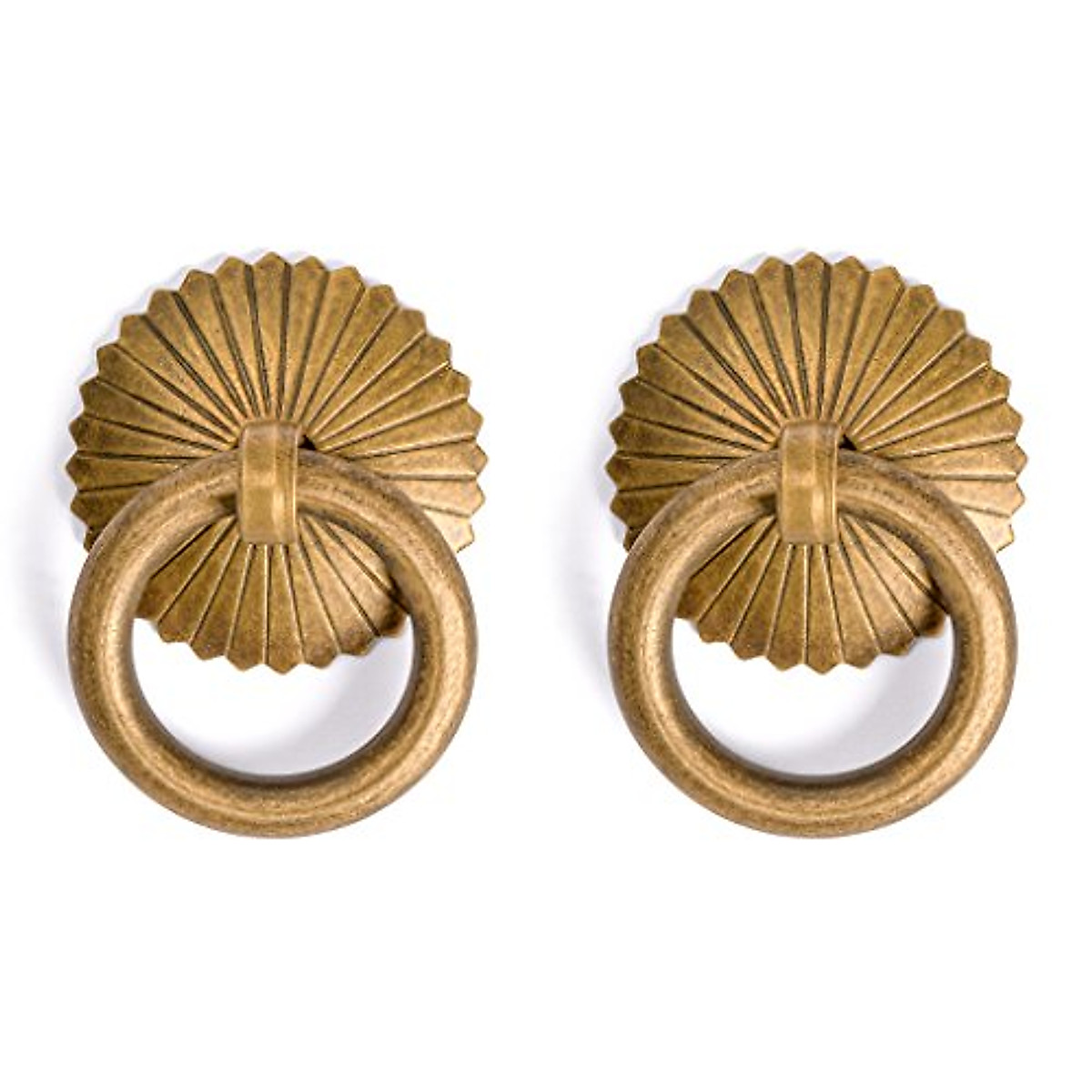 Hardware Philosophy Ring Brass Hardware Drawer Pulls Set 1-3/16" - Set of 2