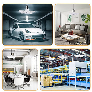 YWD Led Garage Light 2 Pack - 48W Glare-Free 360° - 4500LM 6500K LED Deformable Light - E26/E27 Screw in Led Light Buld for Basements, Barn, Farmhouse and Attics