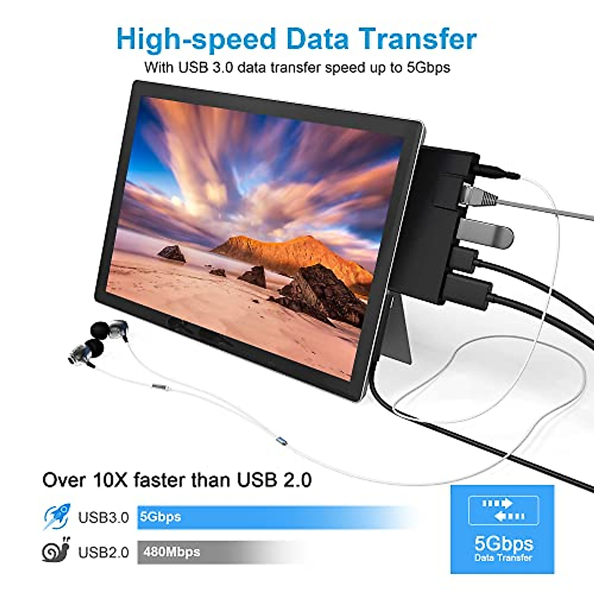 Surface Go/Go 2/Go 3 Hub, Surface Go Docking Station 5 in 1 USB C Surface Go 2 Dock Adapter with 1000M RJ45 Ethernet 4K HDMI 2 USB 3.0 Ports & 3.5mm Audio/Earphones Jack, NOT for Surface Laptop GO