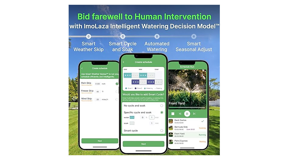ImoLaza Smart Sprinkler Controller Evapotranspiration Master: 8 Zones WiFi Irrigation Controller ...
