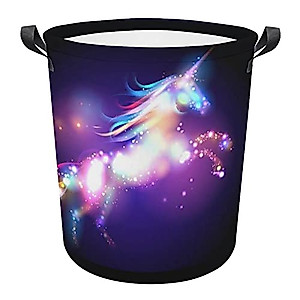 Fantasy Unicorn Large Laundry Basket Hamper Bag Washing with Handles for College Dorm Portable