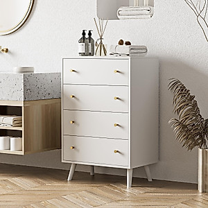 Wananlanen Tall Dresser for Bedroom White Dresser with 4 Drawer Dresser Chest of Drawers for Bedroom Closet Organizers and Storage Cabinet for Living Room Entryway Hallway