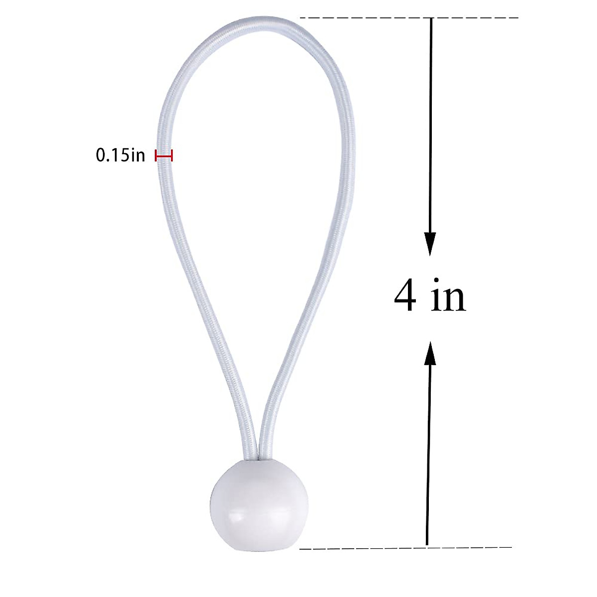 AOPRIE 30 Pcs Bungee Cords with Balls 4 inch White Ball Bungees Heavy Duty Tarp Bungee Cords Trap Weather Resistant Tie Down Strap for Camping, Tents, Cargo, Holding Wire and Hoses