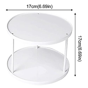 Rotation Rotating Kitchen Two Layer Multifunctional Combination Shelf Cosmetics Storage Rack Large Glass Storage Containers (White, One Size)