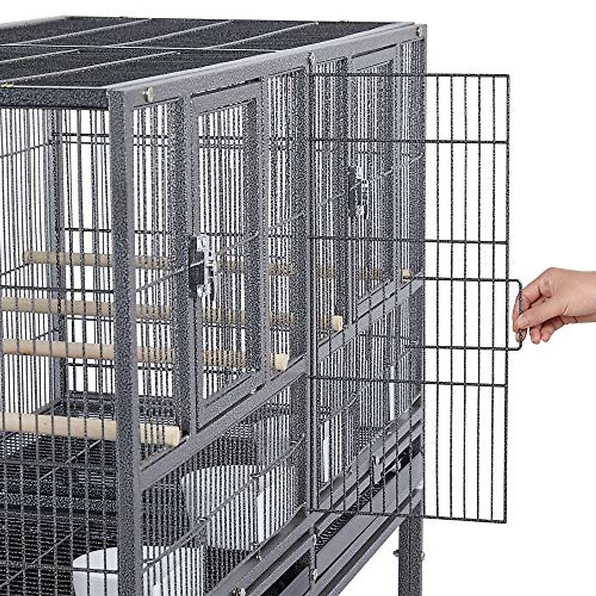 Topeakmart 2 Pack Divided Breeder Parakeet Canary Lovebird Finch Budgie Bird Cages W/Rolling Stand