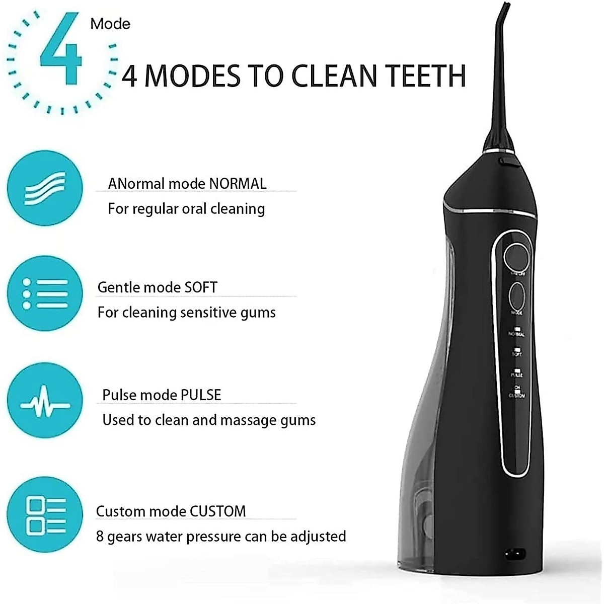 GIENEX Water Flosser Cordless for Teeth, 200ML Professional Dental Oral Irrigator, Portable and Rechargeable IPX7 Waterproof ，Teeth Cleaner for Home Travel, Braces and Bridges Care