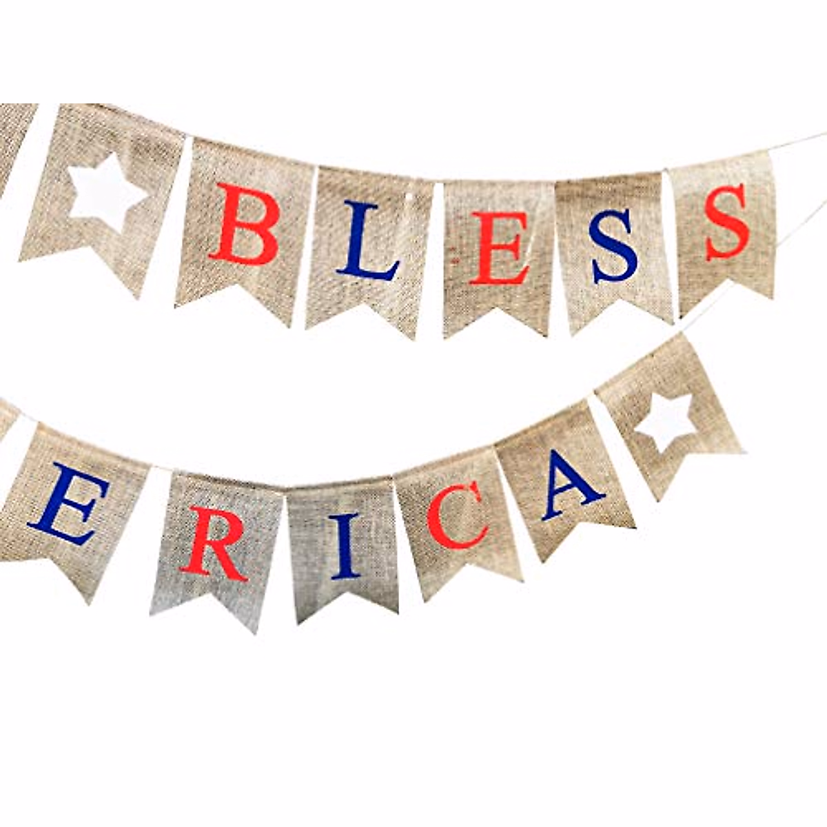 GOD BLESS AMERICA Patriotic Banner - 4th of July Party Decoration - Memorial Day Fourth of July Banner - Military Bunting Veterans Day Garland by Jolly Jon