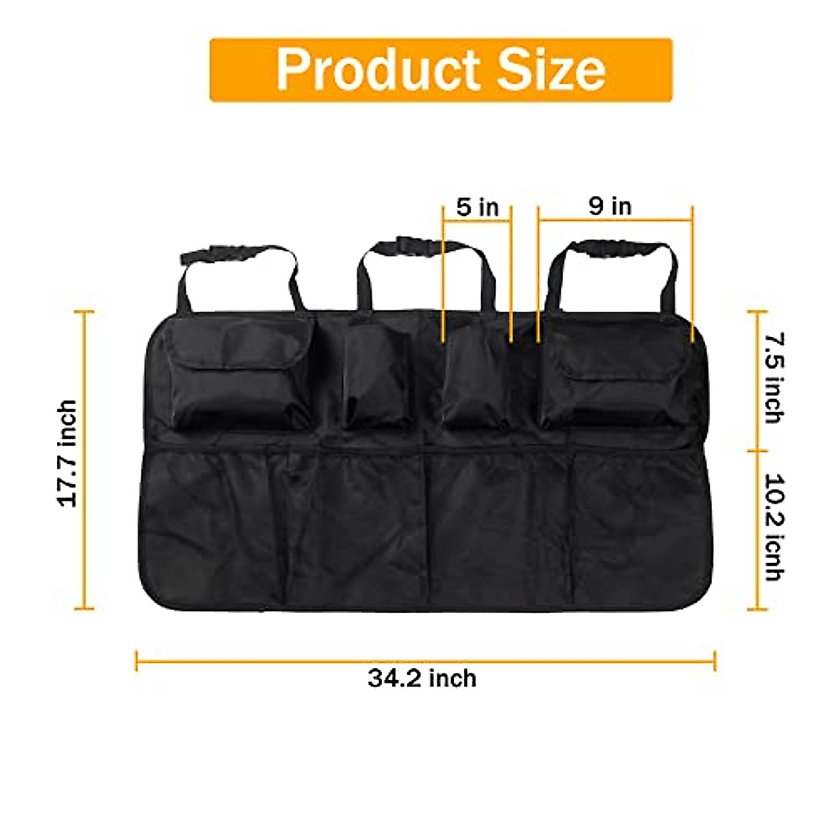 JUSTTOP Car Organizer Backseat Car Storage for SUV Trunk, Car Trunk Tidy Storage Bag with Lids