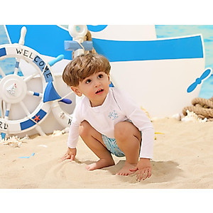 BesserBay Unisex Baby UV Raglan Long Sleeve White Beach Rash Guard Shirt Front Half Zip UPF 50+ Swimwear Sun Top 12-18 Months