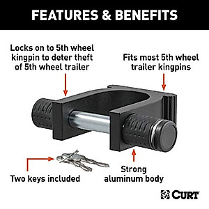 CURT 23255 5th Wheel Trailer Lock for 2-Inch King Pin, CARBIDE BLACK POWDER COAT