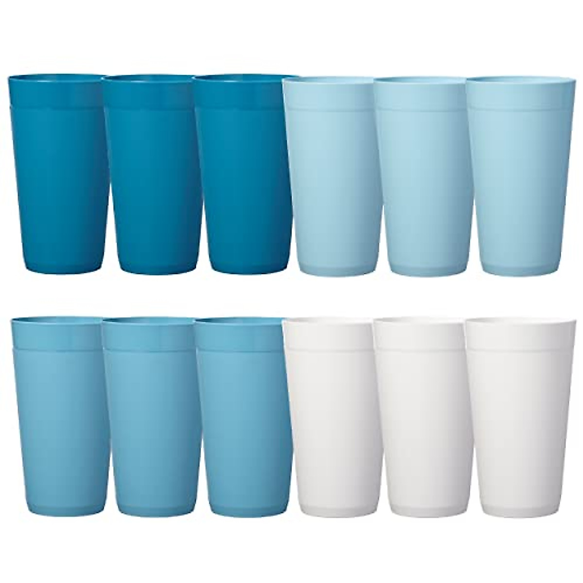 US Acrylic Newport 20 ounce Unbreakable Plastic Stackable Water Tumblers in Blue Sky | Set of 12 Drinking Cups | Reusable, BPA-free, Made in the USA, Top-rack Dishwasher and Microwave Safe