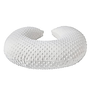 QUENESS Nursing Pillow Cover Breastfeeding Pillow Cases Minky Dot Slipcover (White)