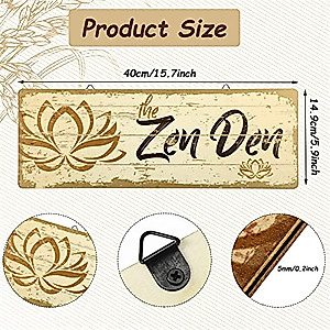 The Zen Den Lotus Wood Sign 15.75 x 5.9 Inch Lotus Yoga Sign Wooden Hanging Wall Sign with Hooks Meditation Home Decor for Yoga Studio Bathroom Bedroom Spiritual Room Decoration (Light Yellow)