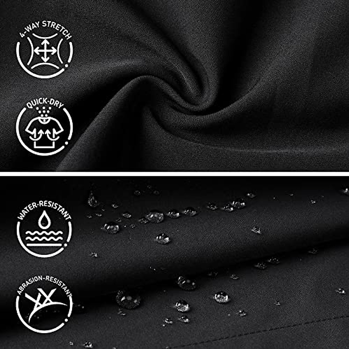 MIER Men's Hiking Shorts 8" Lightweight Outdoor Work Shorts for Men Travel Golf Camping Casual with 5 Zipper Pockets, Black, XXL