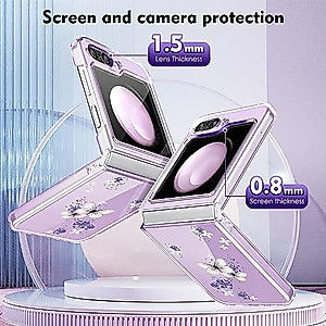 For Samsung Galaxy Z Flip 5 Case Soft Silicone TPU Flowers Galaxy Z Flip 5 Case Protective Thin Soft Butterfly Pattern Transparent Clear Cover Pretty Phone Case For Samsung Z Flip 5 5G Case (Flower A)