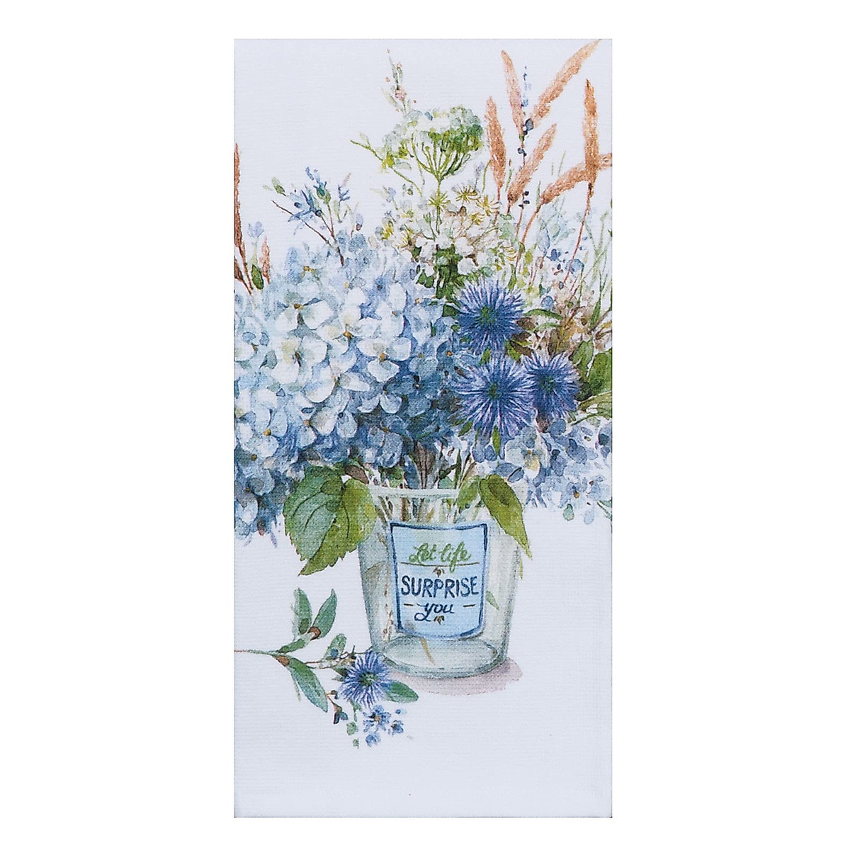 Welcome Home Blue Hydrangea Terry Towel and Flour Sack Kitchen Towel Set of 2 by Kay Dee Designs