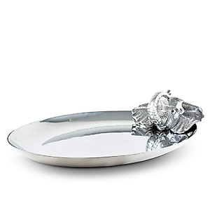 Arthur Court Designs Aluminum Elephant Oval Platter Food Serving Bar Tarnish-Free 21 inch x 11 inch