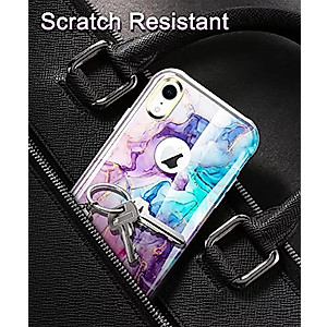 Hocase for iPhone XR Case, (with Built-in Screen Protector) Shockproof Soft TPU+Hard Plastic Rugged Slim Cute Stylish Full Body Protective Case for iPhone XR 6.1" 2018 - Watercolor Marble