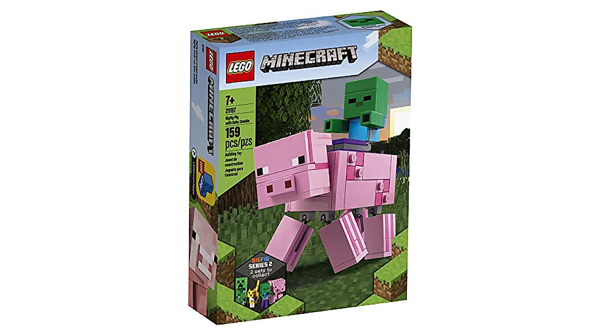 Build LEGO Minecraft Pig BigFig & Baby Zombie Toy Set