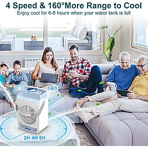 Air Conditioners Portable 2024,Mini Air Conditioners Portable for Room,Oscillating Small Mini AC with Timer,4 Speeds 2 Cool Mist,180°Oscillation Mini Air Conditioners for Room Kitchen