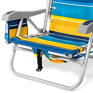 Homevative Cooler+ Folding Backpack Beach Chair with 5 Positions, Towel bar, XL Cooler Pouch, Storage Net, Cup and Phone Holder, Sunshine, 2 Pack