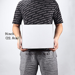 RLAVBL 12x9x3 Inches Shipping Boxes Set of 20, White Corrugated Cardboard Box, Mailer Boxes for Packing Small Business