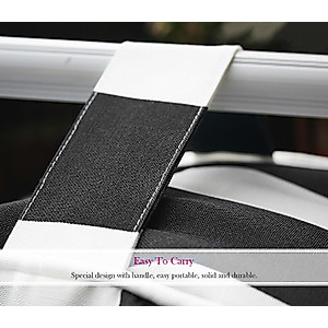 Fabritones Outdoor Inflatable Ottomans with Insert Round 21x9 Inch Black Striped Pattern Patio Foot Stools and Ottomans Portable Footrest