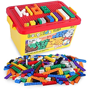 burgkidz Building Bricks 568 Pieces Toys, Classic Building Blocks Includes Wheels, Door, Window, Compatible Bulk Block with Storage Box and Baseplate, STEM Educational Gift for Kids 3+ Year