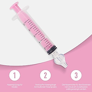 Nasal Irrigation for Baby - Nasal Syringe for Baby - 2PCS Professional Baby Nose Sucker with Cleanable and Reusable Silicone Nasal Suction Tip forIrrigation, Nasal Spray, Nasal Hygiene (Pink)