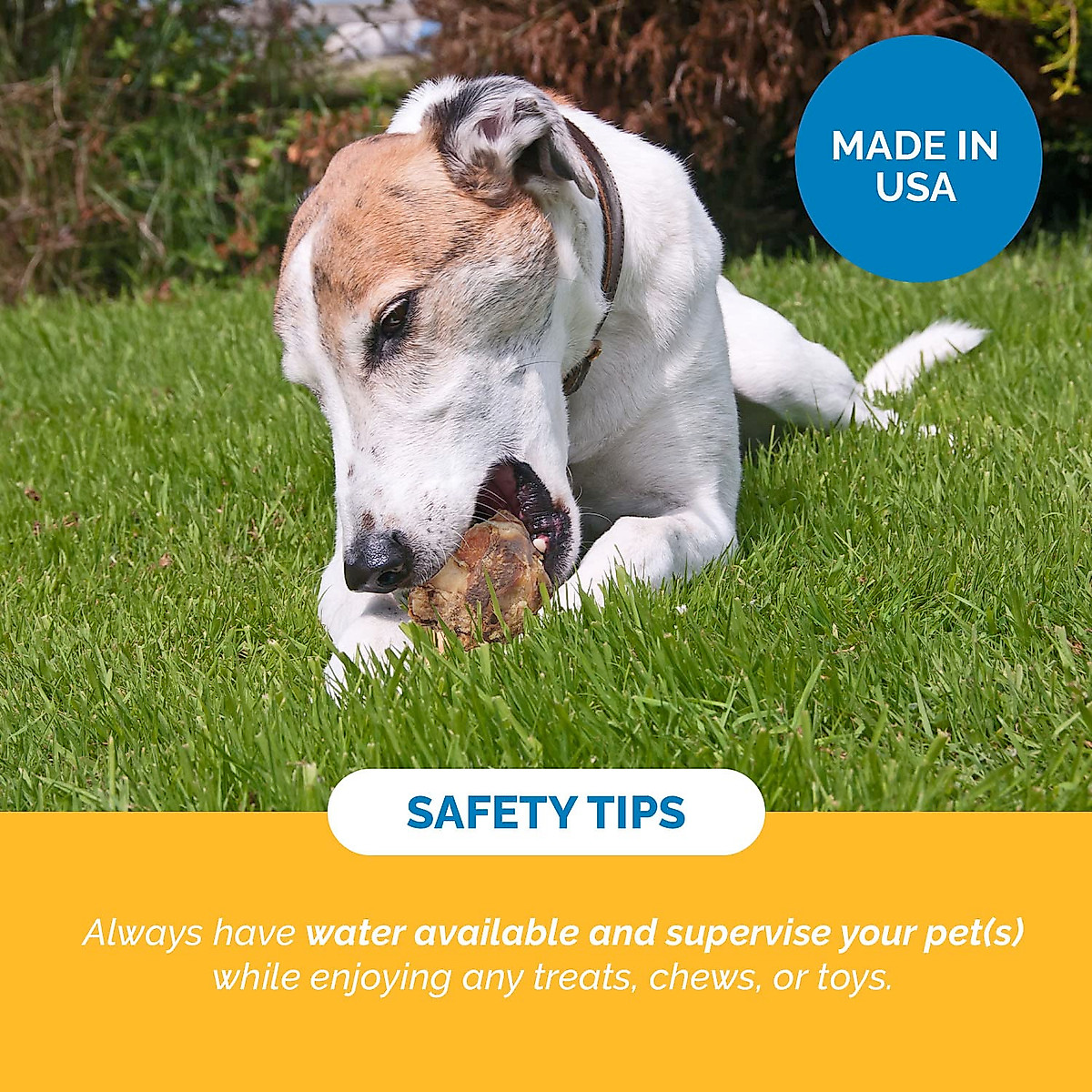 123 Treats - Dog Bone Knee Caps - 100% Natural & Long Lasting Beef Chews Beef Chew Treats for Pets - Ideal for Small to Large Dogs (30 Count - Made in USA)