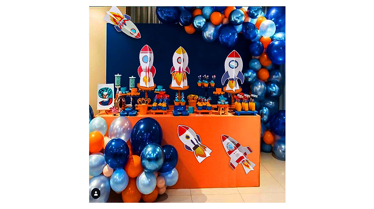 Yewong 3D Outer Space Rocket Centerpieces - 6 Pieces