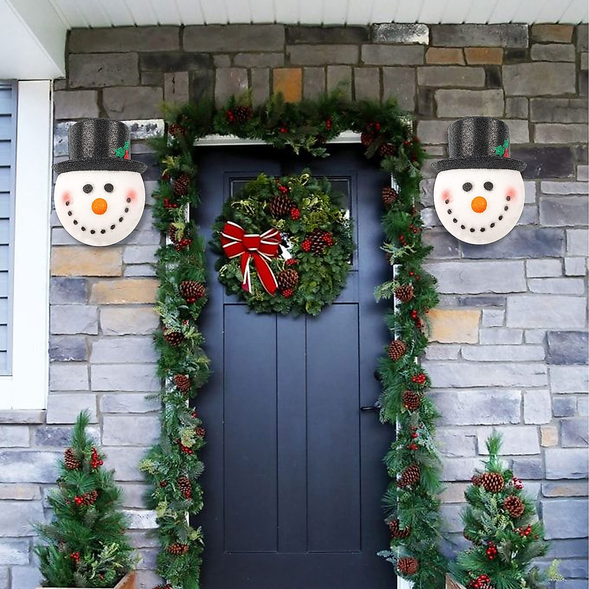 Hourleey 2 Pack 12 Inch Snowman Christmas Porch Light Covers, Outdoor Christmas Decorations, Holiday Snowman Light Covers for Porch Lights, Garage, Front Door