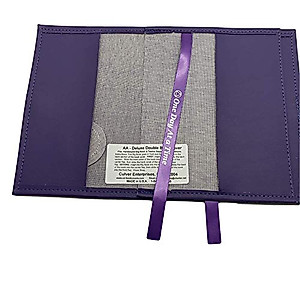 Deluxe Double Alcoholics Anonymous AA Purple Orchid Big Book & 12 Steps & 12 Traditions Book Cover with Third Step Prayer Medallion Holder