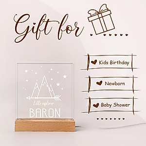 Wucidici Personalized Name Night Light with Little Explorer, Custom Name Led Lamp for Baby Kids, Brighter Made Customized Night Light Gift for Girl Boys