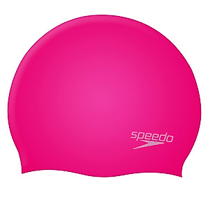Speedo Unisex-Youth Plain Moulded Silicone Junior Swimming Caps, Cherry Pink/Blush, One Size