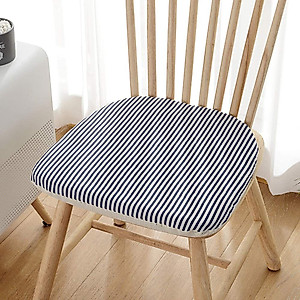 Peacewish Dining Chair Pads Cotton Kitchen Chair Cushion Seating Pads (Stripe Blue, Set of 4)