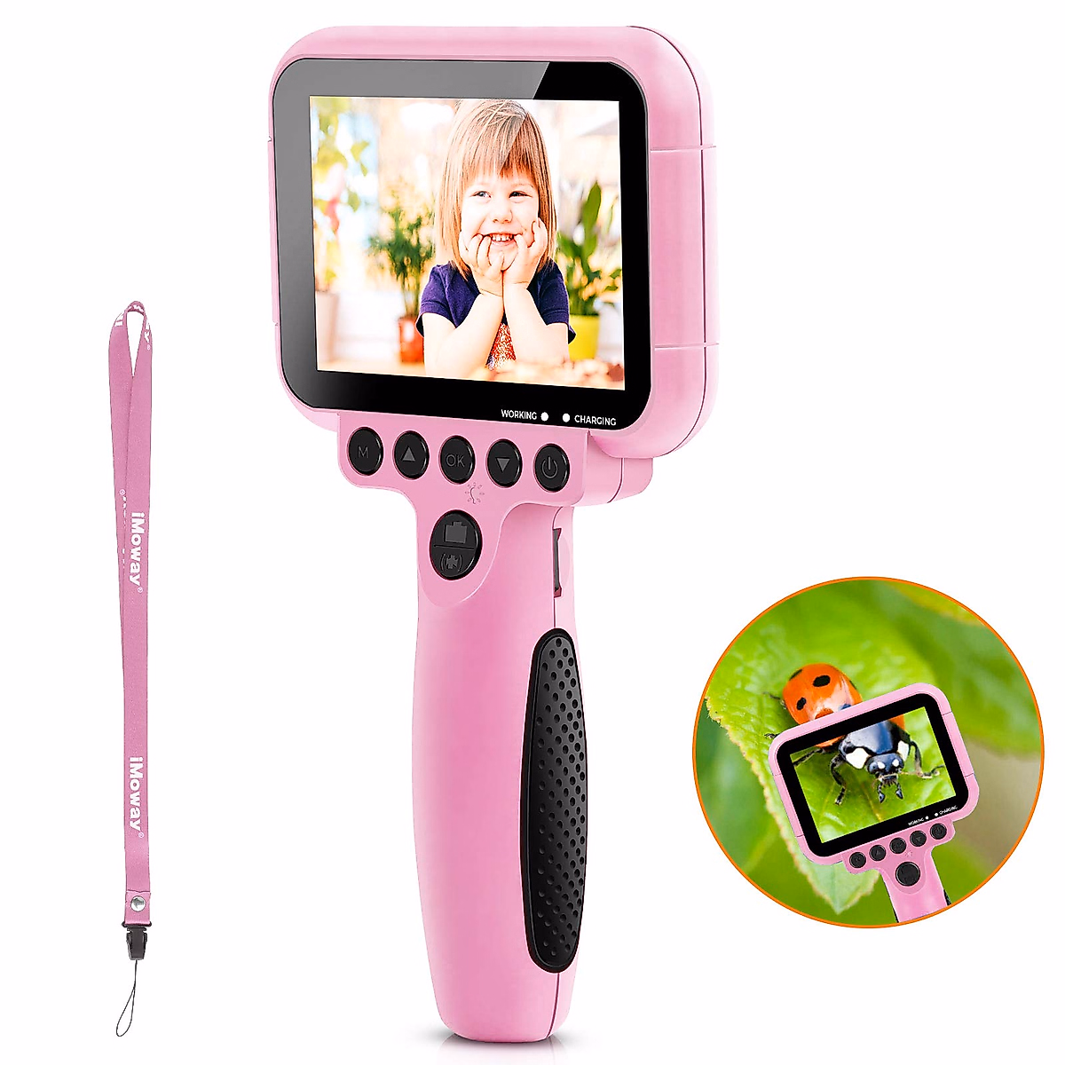 Kids Camera, iMoway Waterproof Video Cameras for Kids HD 1080P Kids Digital Cameras Camcorder with 16GB Memory Card, Card Reader and Floating Hand Grip (Pink)