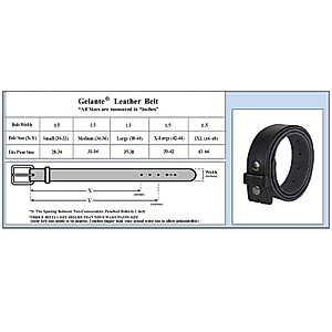 Gelante Genuine Full Grain Leather Belt Strap without Belt Buckle G2016-BK-M