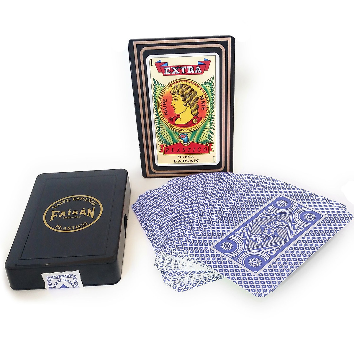 Mexican Playing Cards Naipe Spanish Style Faisan Extra Blue Color, Color Azul