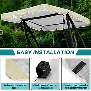 2 Pcs Porch Swing Canopy 75 x 52'' Outdoor Swing Canopy Replacement Waterproof Swing Top Cover Garden Swing Cover Replacement Sun Shade Awning Cover for Outdoor Balcony Poolside Swing Chair Seat