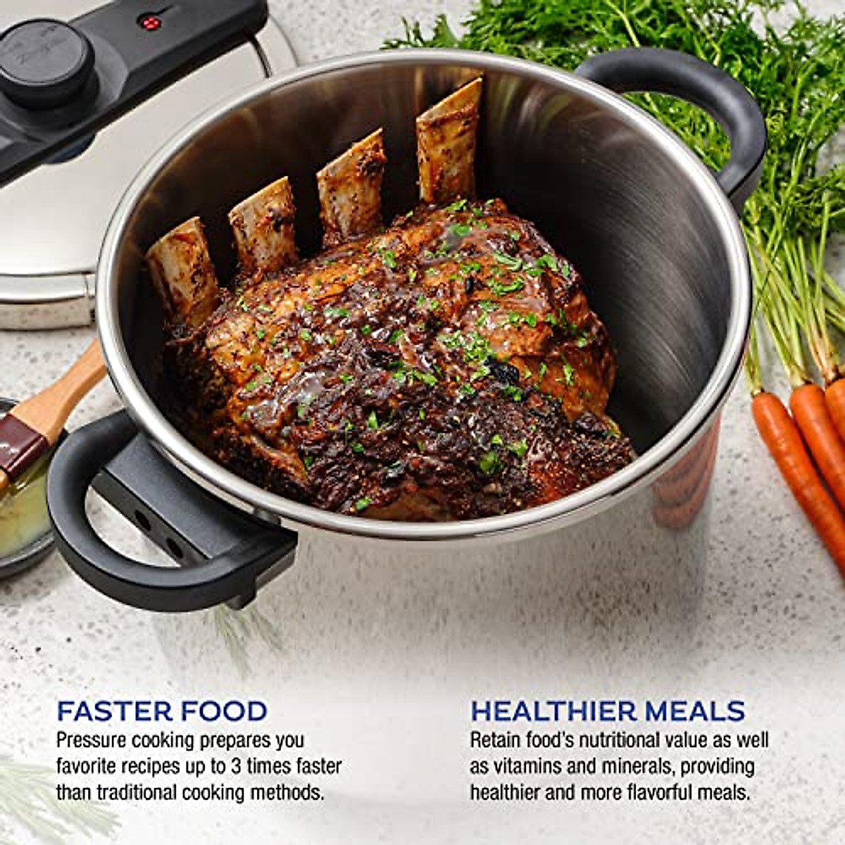 Zavor EZLock Stove Top Pressure Cooker 12 Quart - Canning Ready, Stainless Steel, Multi Pressure Levels, Easy Locking, Induction Ready, 4 Jar Canning Capacity, Digital Cookbook & Steamer Basket