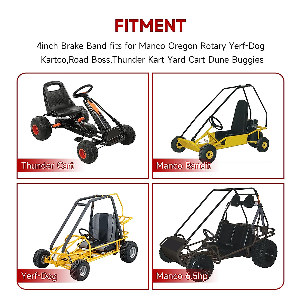 GREHUA 4" Go Kart Brake Band & 71" Throttle Cable Kit Compatible with Predator 212cc 196cc GX160 GX200 6.5hp Manco Bandit Critter 1492 4316 297 Azusa 2251-B Yerf-Dog Yard Cart Mini Bike ATV Parts