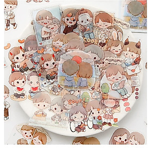 ToneGrip 100 PCS 4 Set Cute Stickers Cartoon PET Kawaii of Small Size Decals for Decoration DIY Laptop Water Bottles Diary Hand Account Scrapbook Daily Calendar Albums for Kids Teens Adults