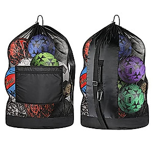 Extra Large Ball Bag, Mesh Soccer Ball Bag, Adjustable Shoulder and Portable Strap Design fit Coach,Adults and Kids, Best for Soccer Ball, Basketball, Volleyball, Baseball, Water Sports, Beach Cloth