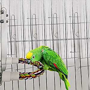 Hamiledyi 7 Inch Bird Mirror with Rope Perch,Parakeet Cage Mirror Parrot Swing Toys for Greys Cockatoo Cockatiel Conure Lovebirds Canaries