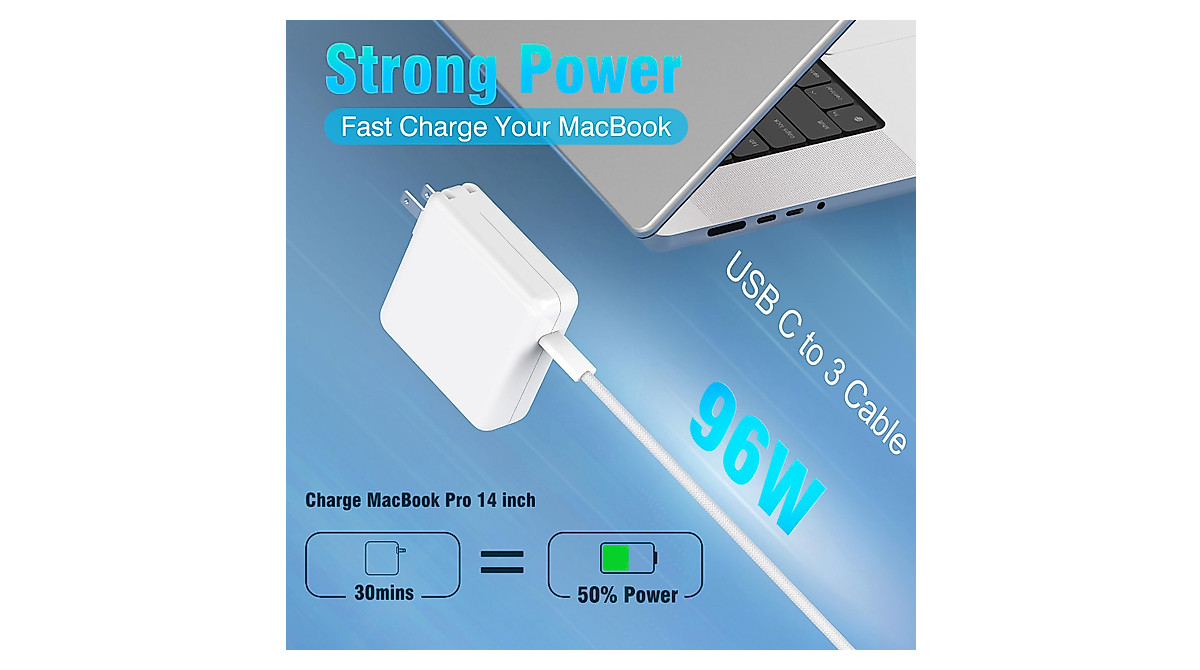Powerful 96W Charger for MacBook Pro & Air