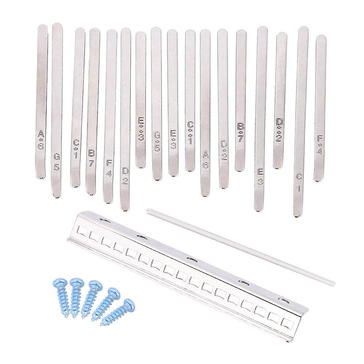 Thumb Piano Keys Set Kit, Bridge Saddle and 17 Stainless Steel Keys for Kalimba Thumb Piano DIY Replacement Parts Keyboard instrument accessories